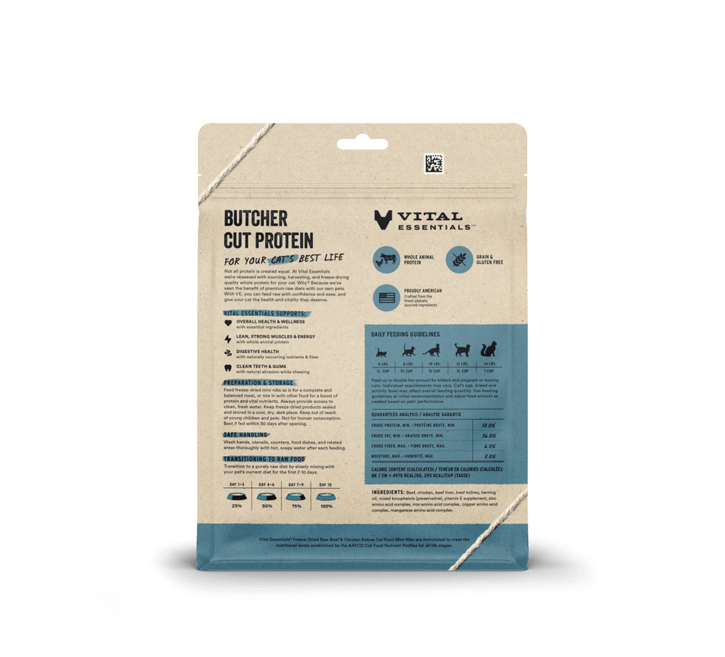 Vital Essentials Freeze Dried Beef & Chicken Entree Cat Food Mini Nibs ...